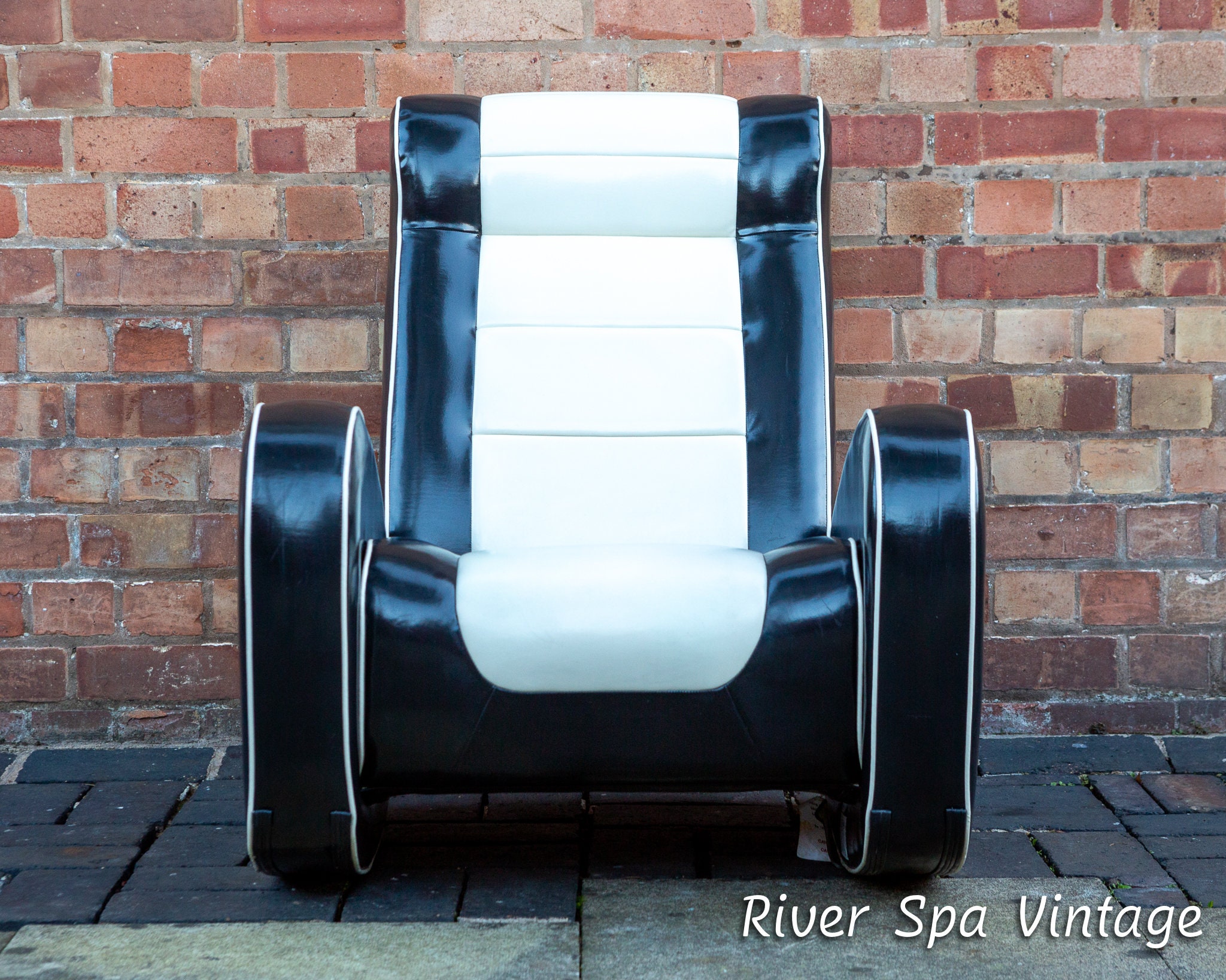 1950s Americana Style Rocking Chair Rockabilly Lounge Chair Black White ...