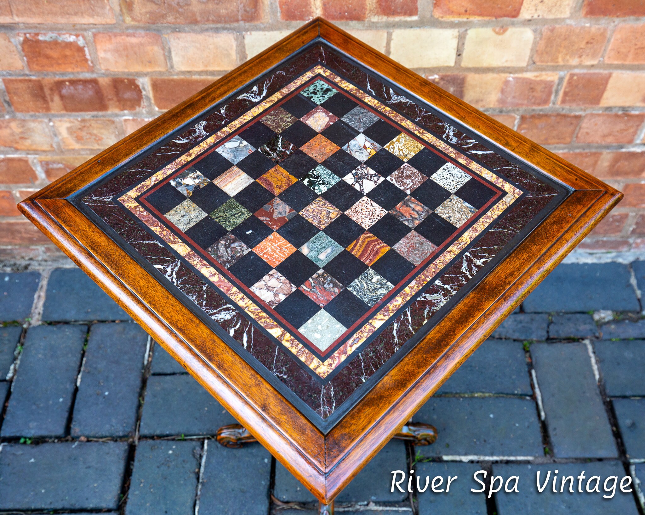 Antique Specimen Marble Chess Table Grand Tour 1840 Mahogany Victorian ...