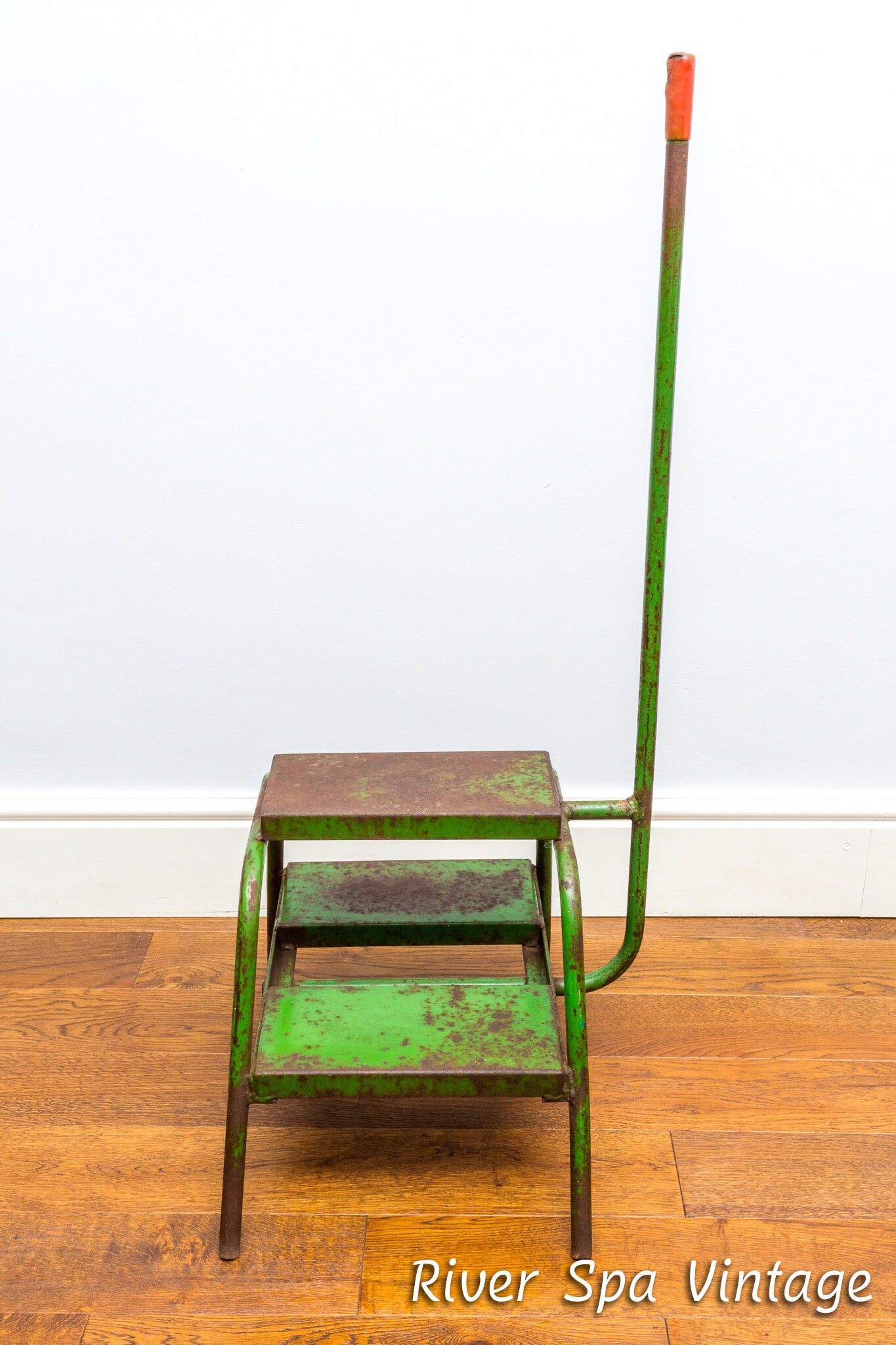 Early Mid Century Double Sided Shamrock Green Metal Steps With Handle ...