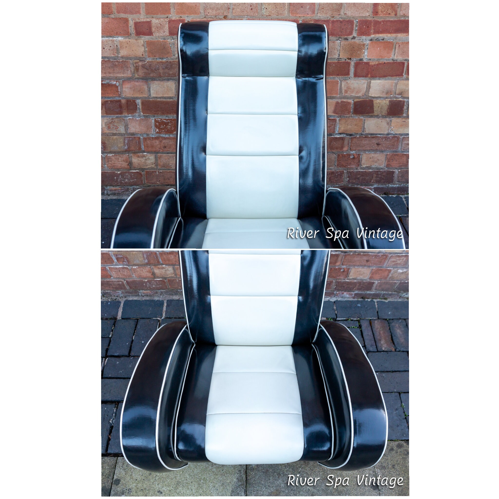 1950s Americana Style Rocking Chair Rockabilly Lounge Chair Black White ...