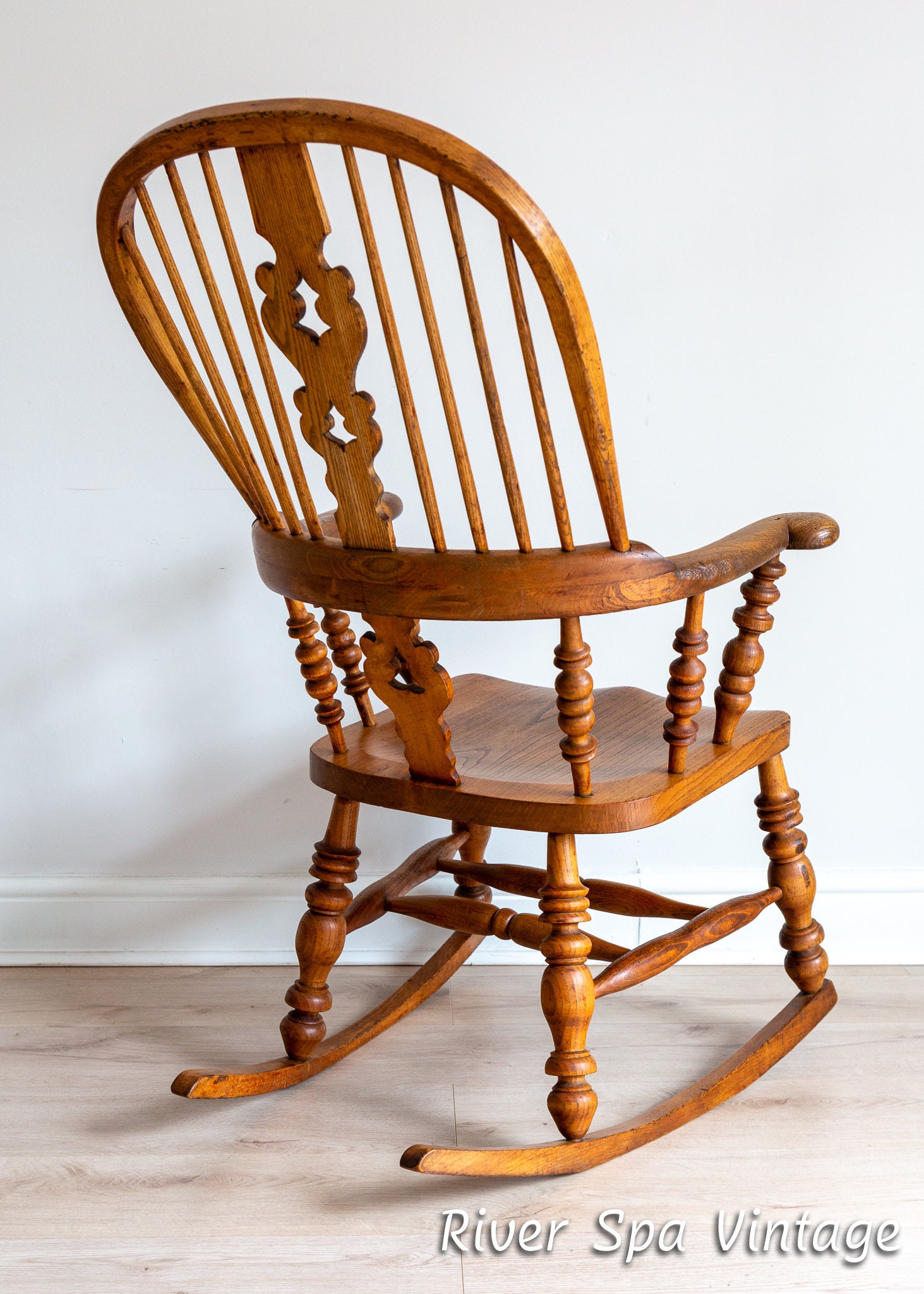 Fine Antique Windsor Rocking Chair Ash Elm 19th Century Large Broad Arm ...