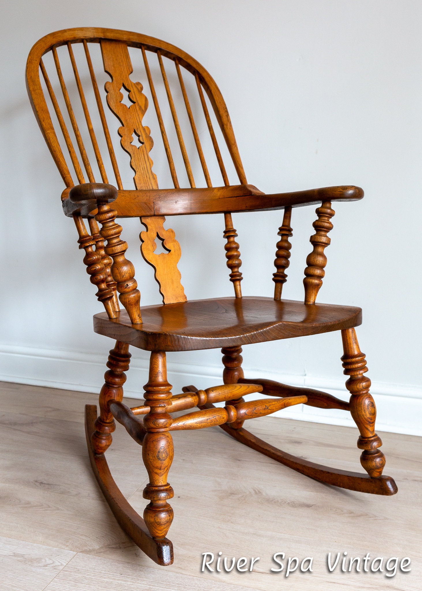 Fine Antique Windsor Rocking Chair Ash Elm 19th Century Large Broad Arm ...