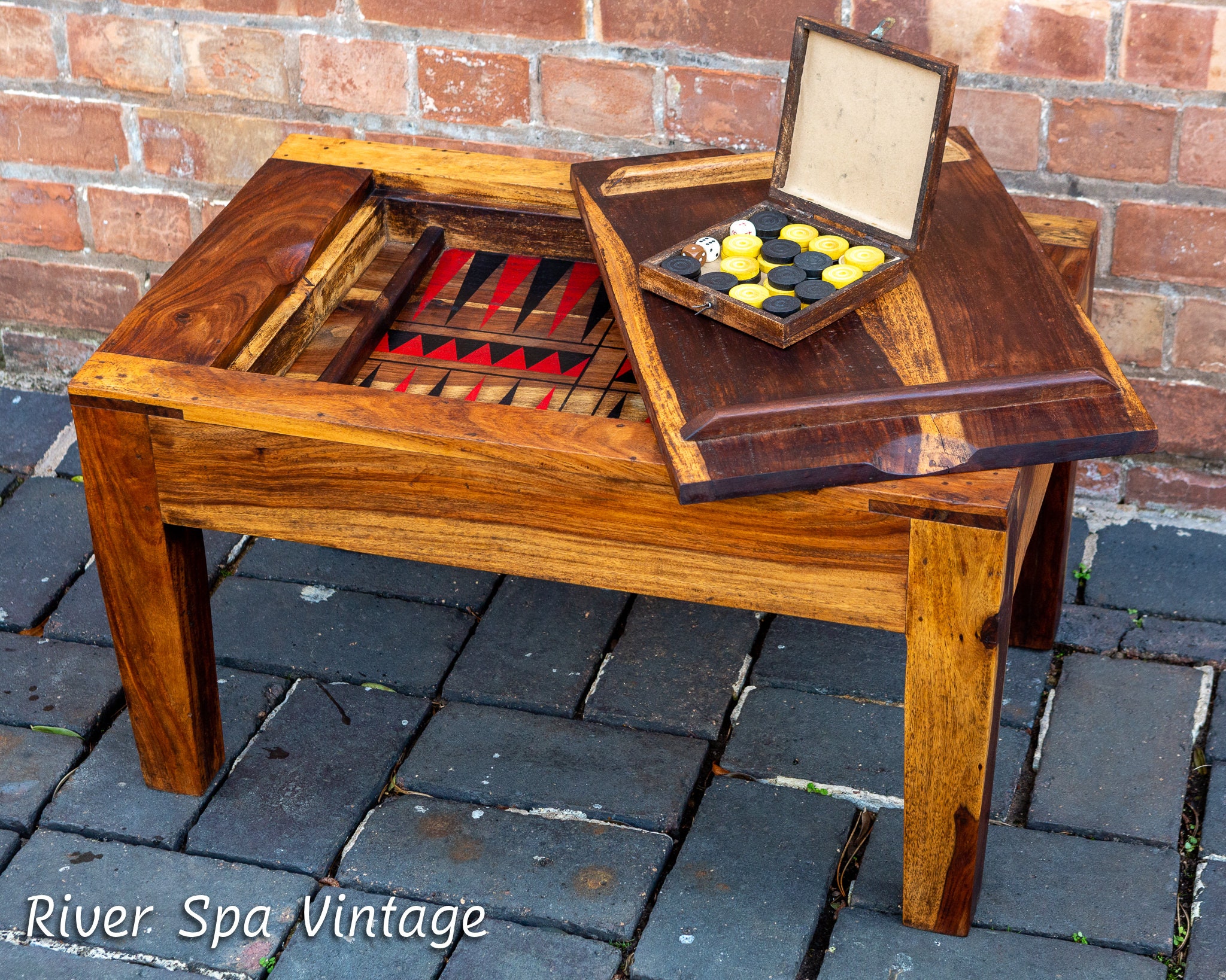 Turkish Backgammon Table Rustic Coffee Table Metamorphic Vintage ...
