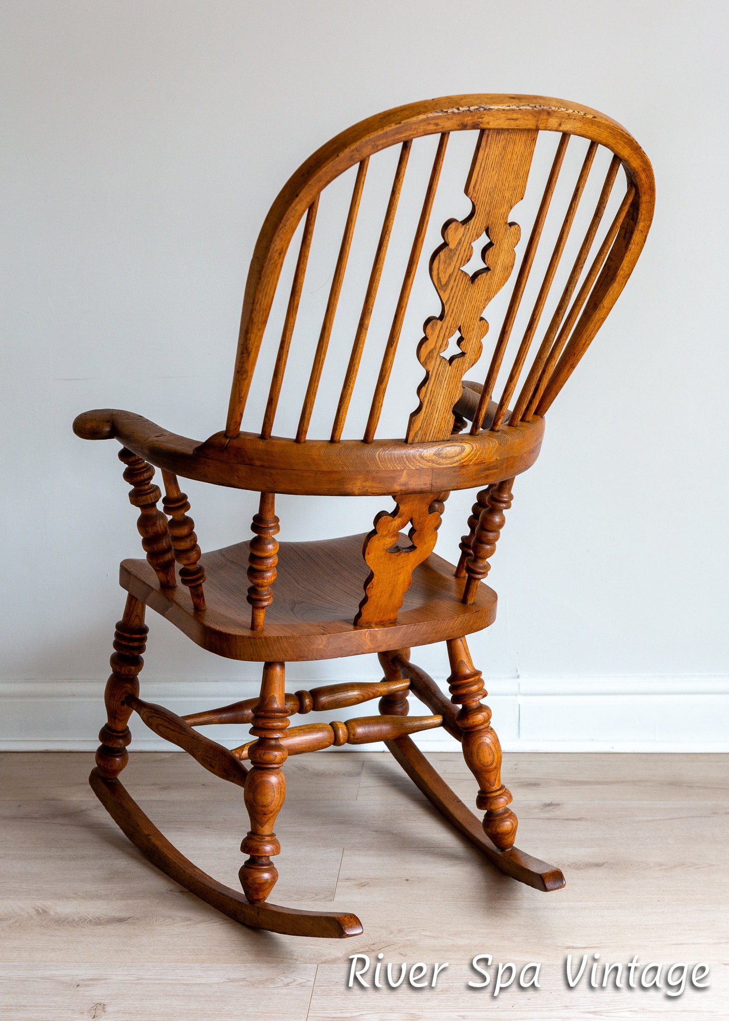 Fine Antique Windsor Rocking Chair Ash Elm 19th Century Large Broad Arm ...