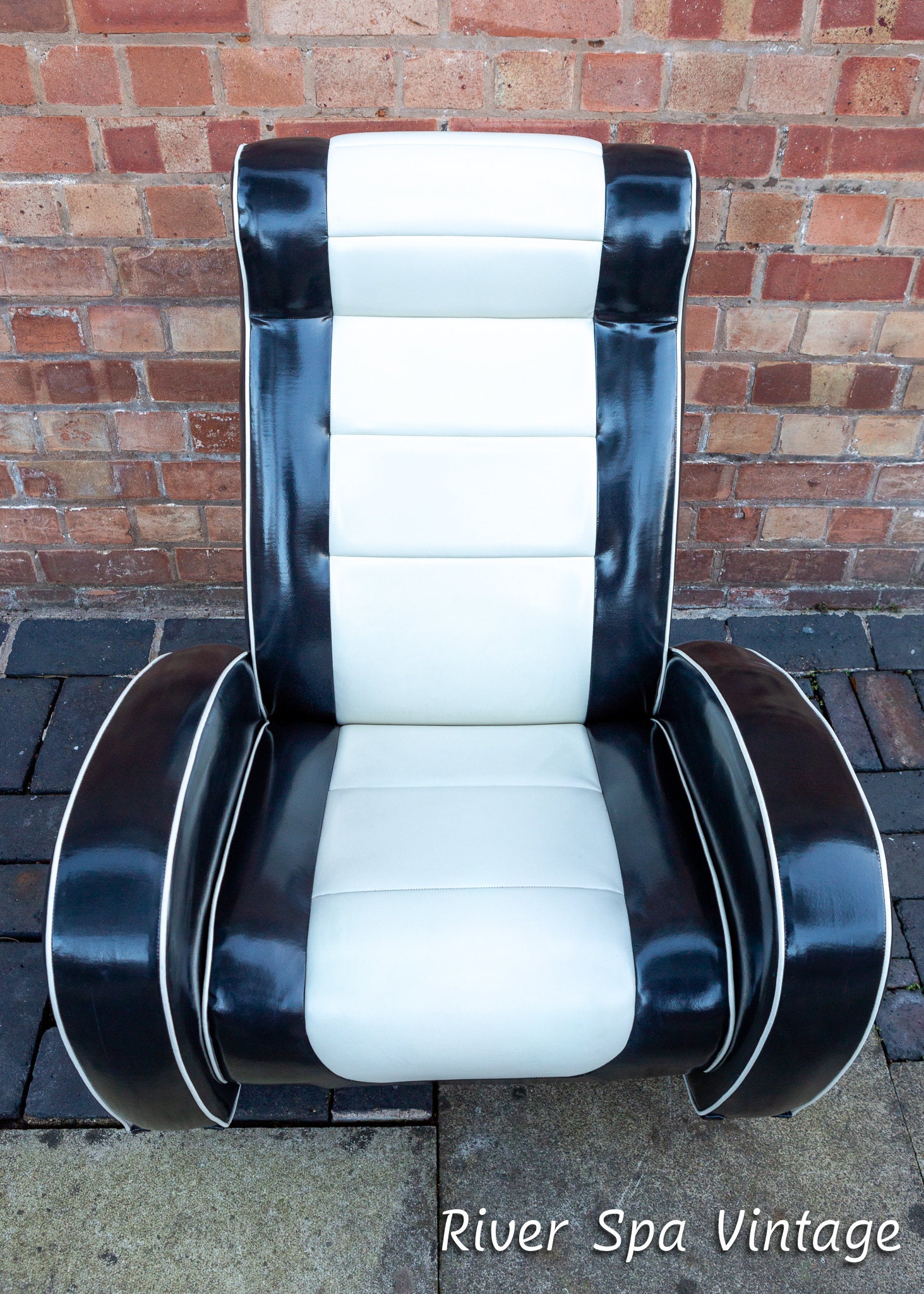 1950s Americana Style Rocking Chair Rockabilly Lounge Chair Black White ...