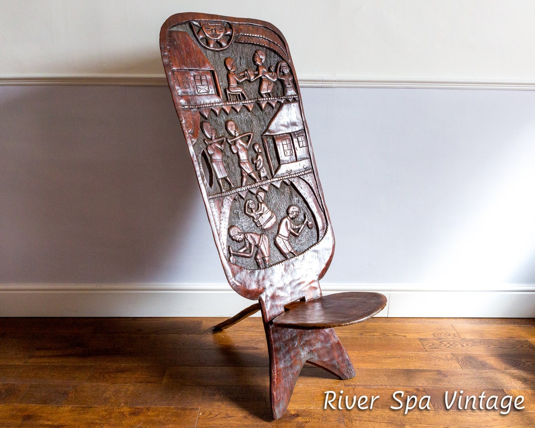 Exceptional Huge XL African Carved Mpingo Wood Tribal Chiefs Chair ...