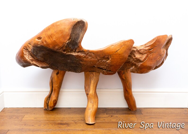 Magnificent Teak Root Bench Sculptural Natural Outdoors Interior Indonesian Vintage Mid Century ...