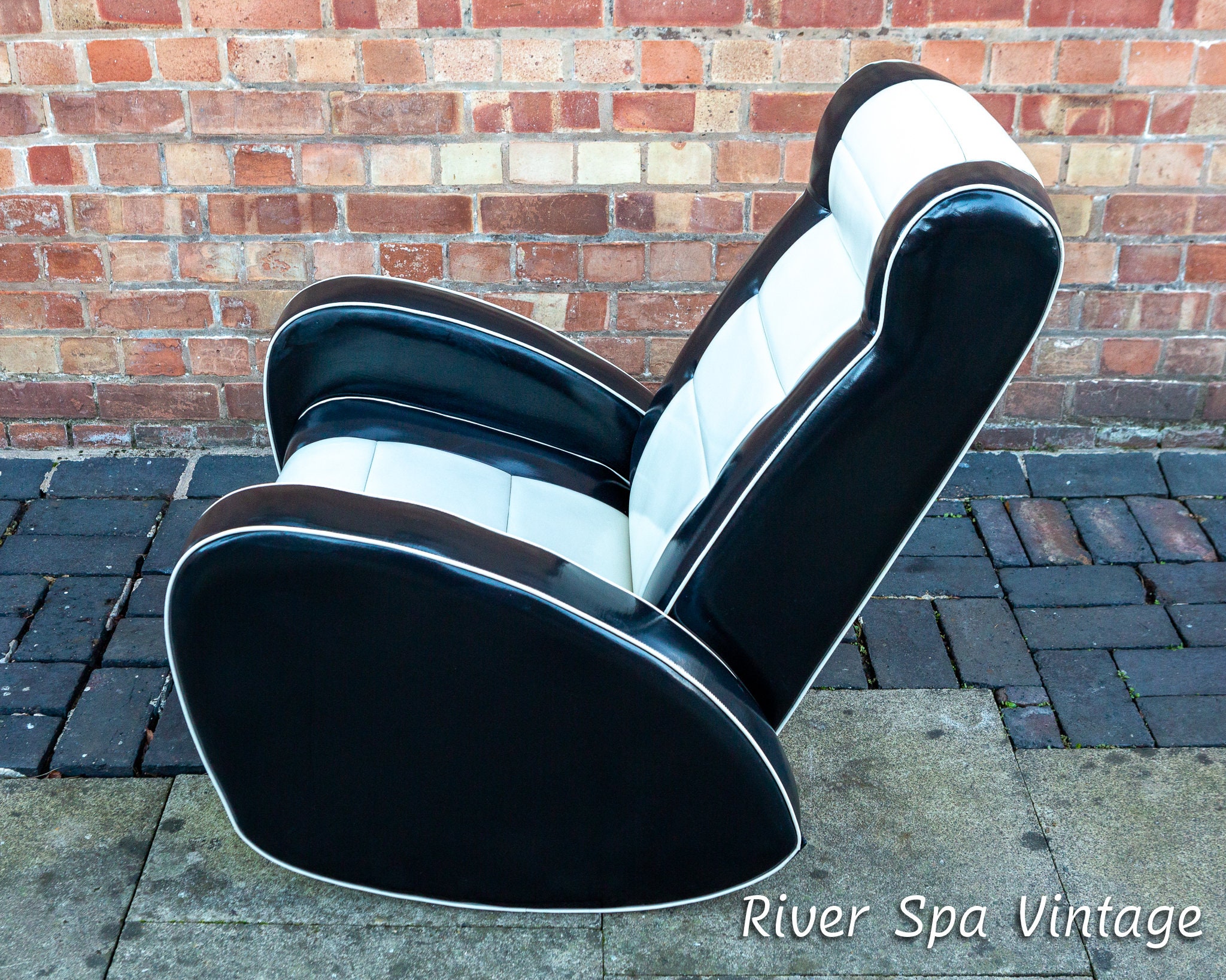 1950s Americana Style Rocking Chair Rockabilly Lounge Chair Black White ...