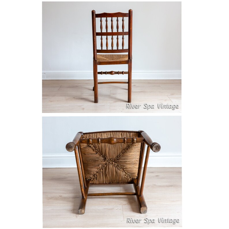 Lancashire Rush Chair 1820 Ash Spindle Back Rush Seat Georgian English ...
