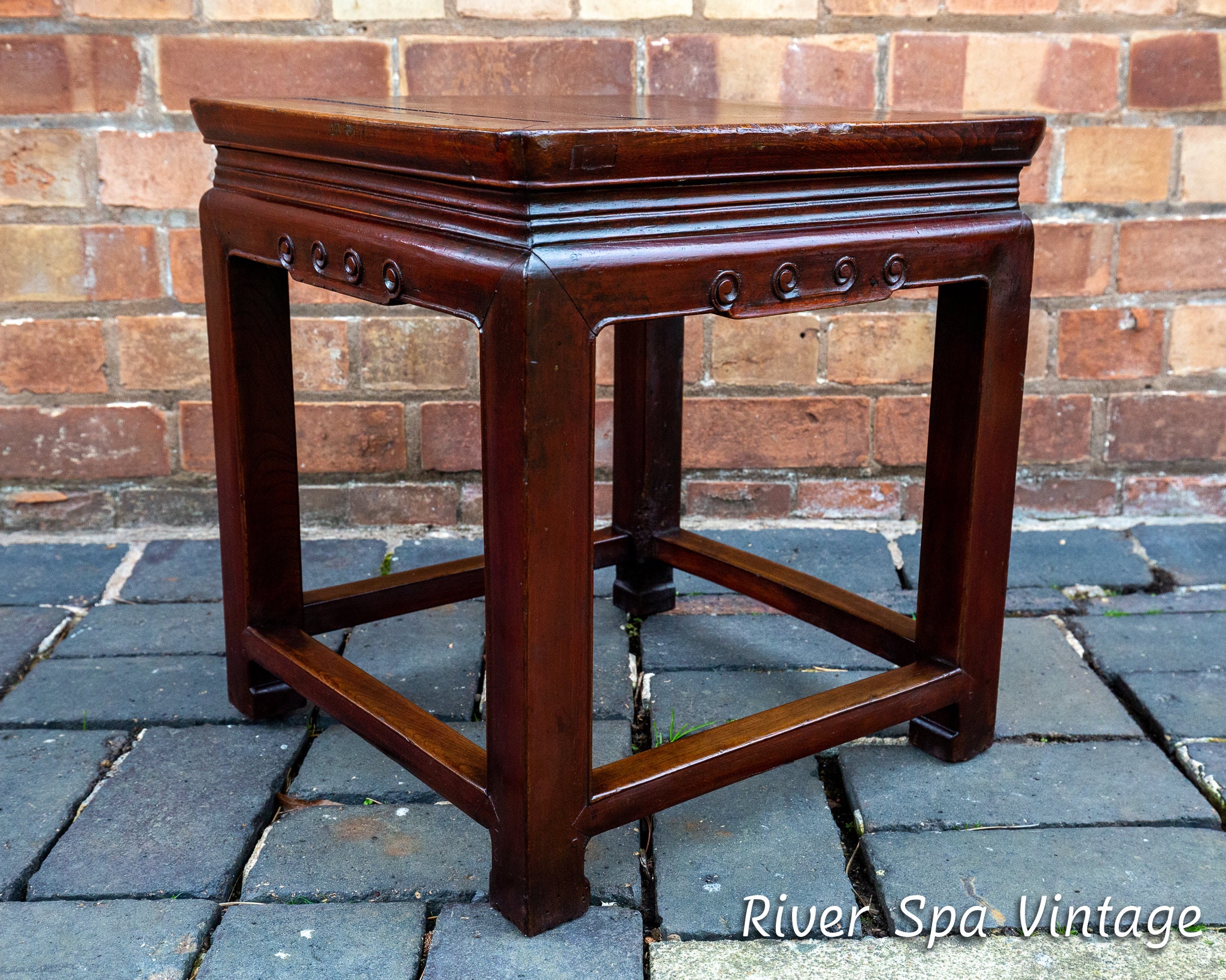Antique Chinese Square Table Red Elm Stool Shanxi Province Lamp Table ...