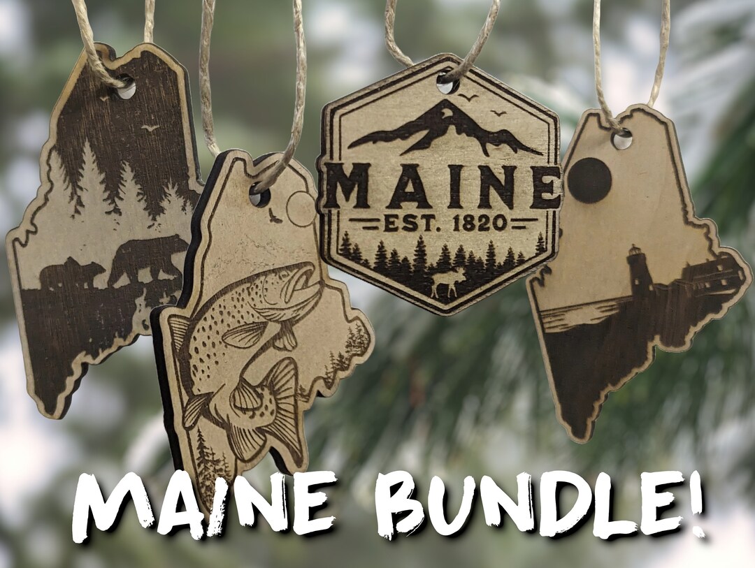 Laser Engraved Maine Ornament Bundle - Etsy
