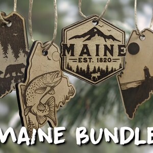 Laser Engraved Maine Ornament Bundle - Etsy