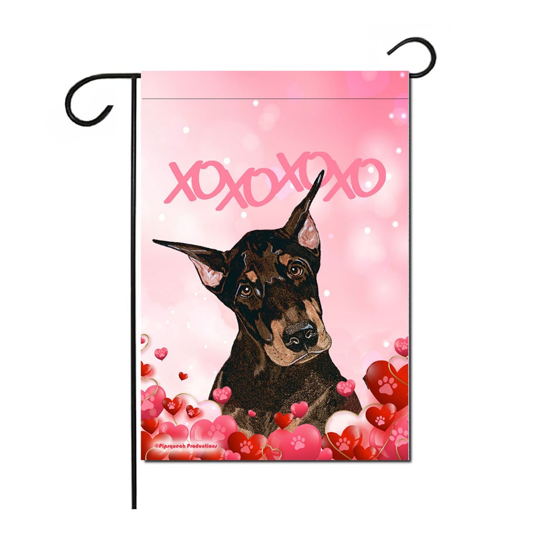 Doberman Valentine's Day Garden Flag, Double Sided Yard Art - Etsy