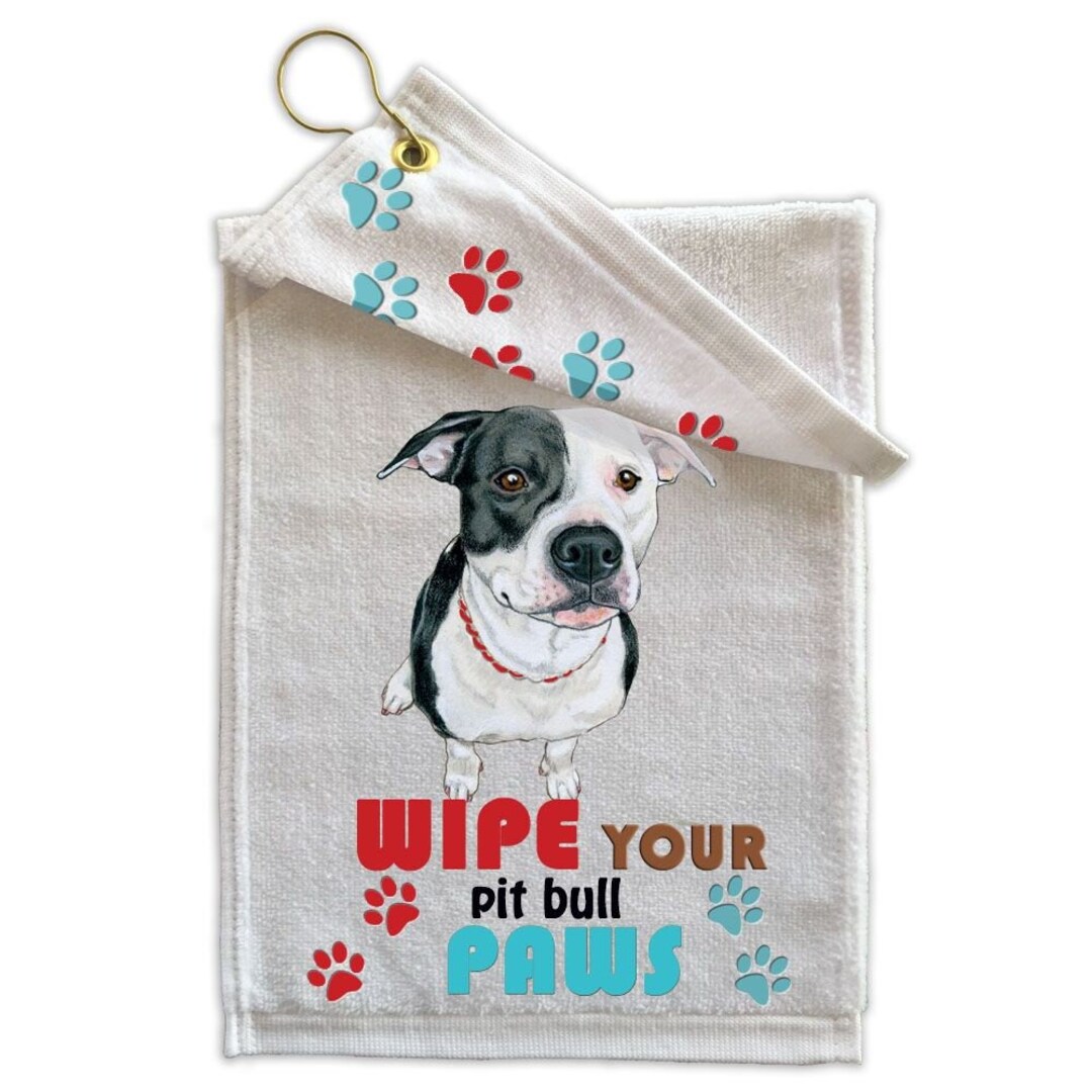 Pit Bull Paw Wipe Towel 12" X 16" Grommet With Clip (PT723) Golf Towel ...