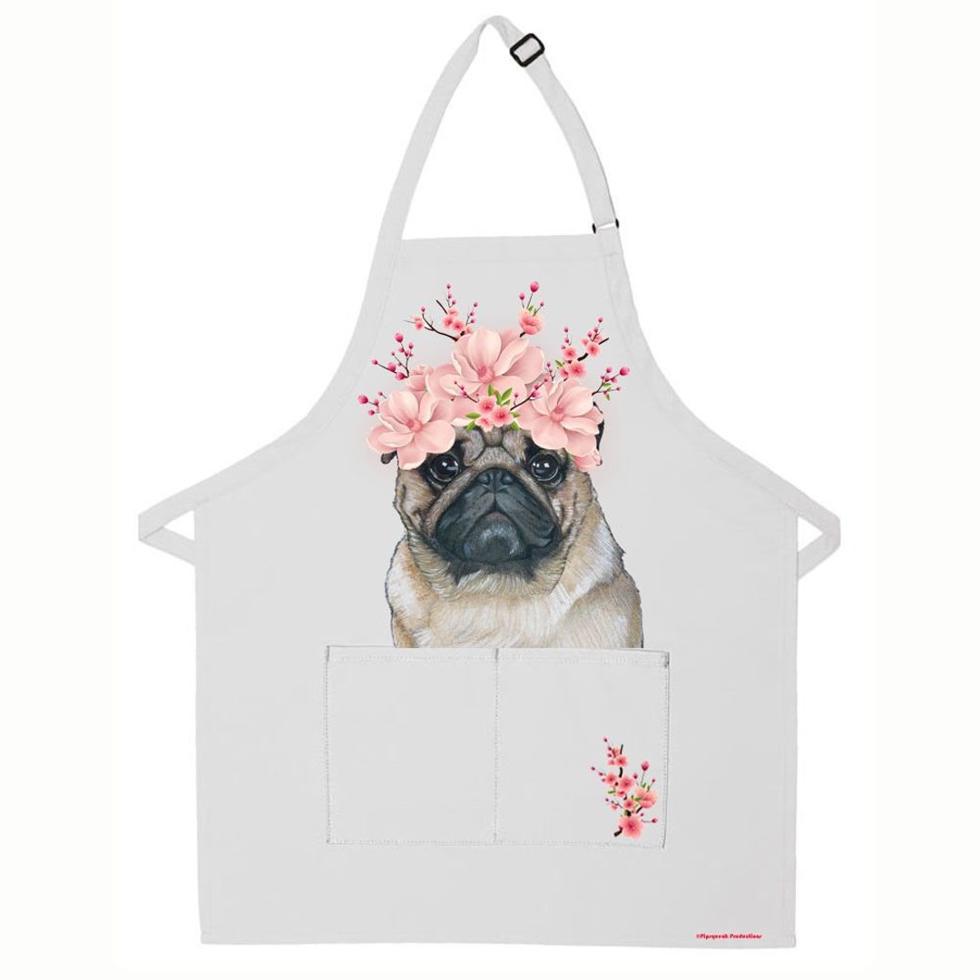 Pug Dog Apron Two Pocket Bib Apron With Adjustable Neck - Etsy