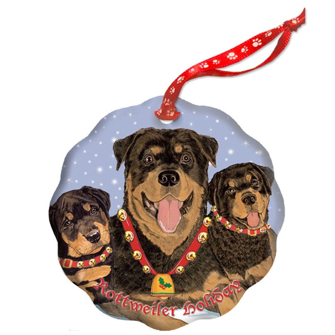 Rottweiler Holiday Porcelain Christmas Tree Ornament Double-sided ...