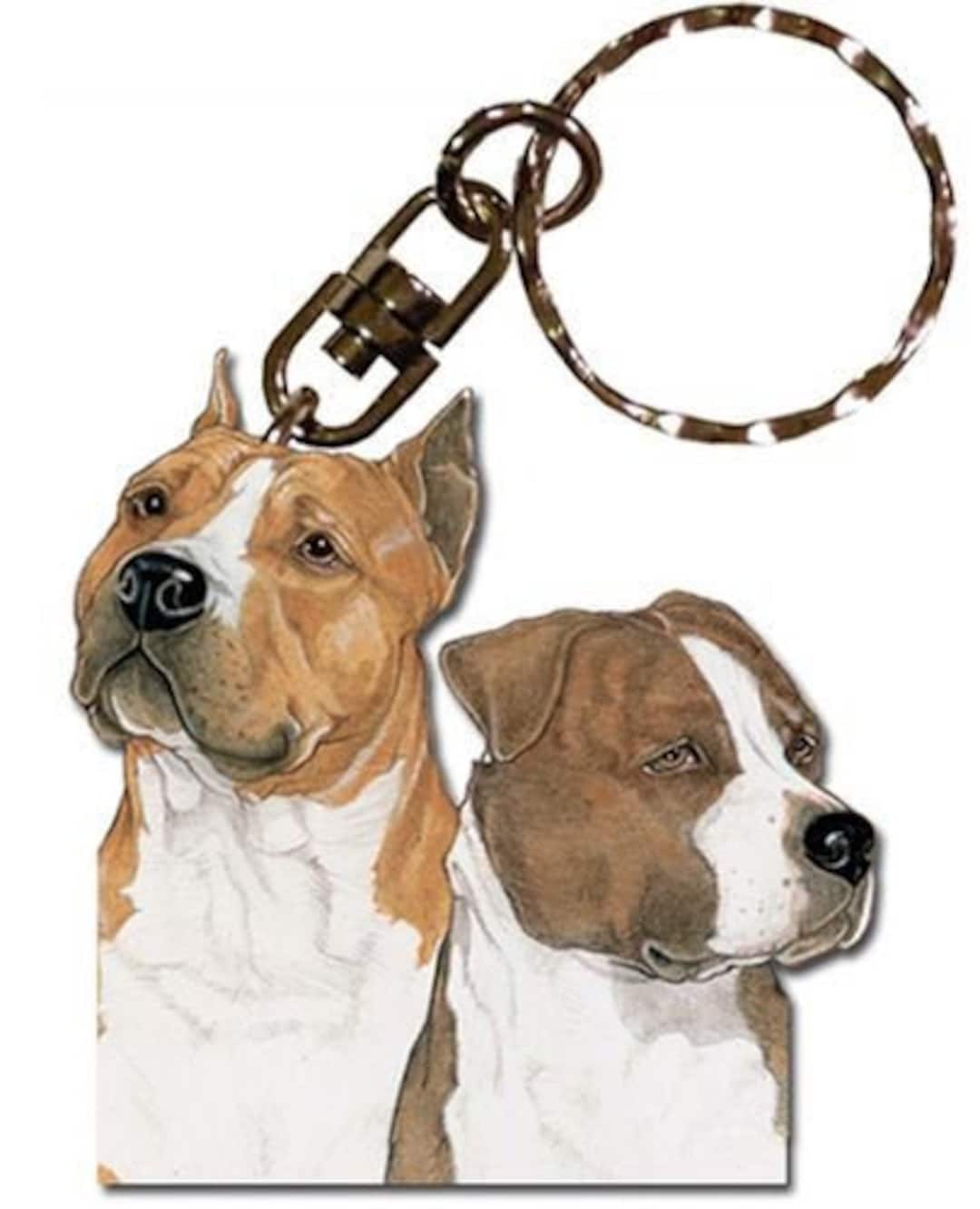 American Staffordshire Terrier Keychain Wooden Die-cut, Souvenir Key ...