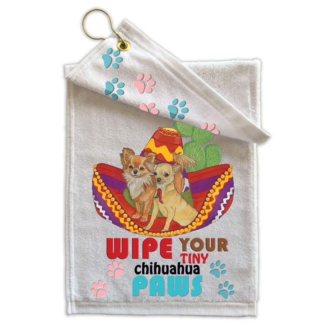 Chihuahua Paw Wipe Towel 12 X 16 Grommet With Clip PT934 Golf Towel ...