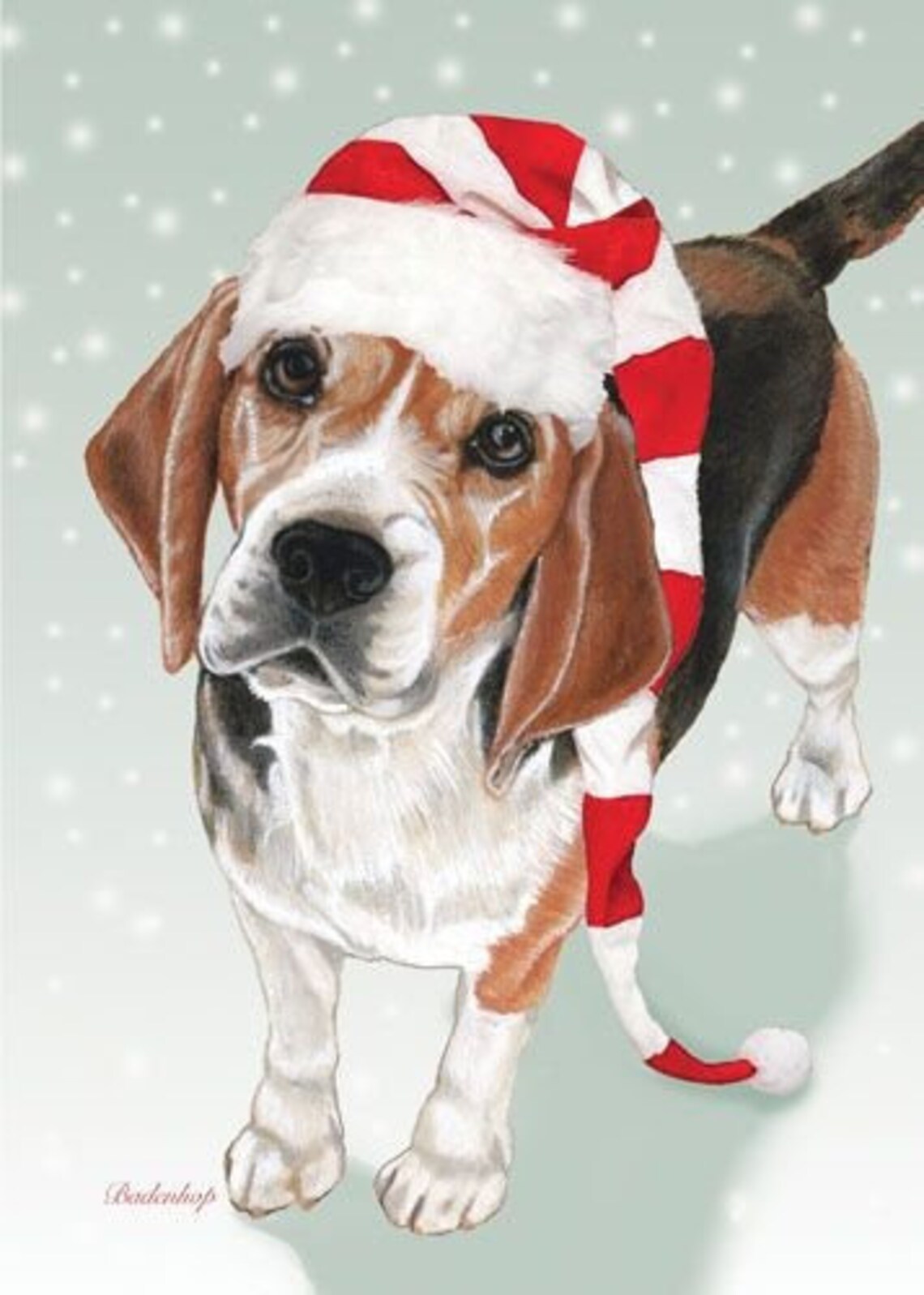 Beagle Christmas Cards, Holiday Dog Art, Set of 10 - Etsy
