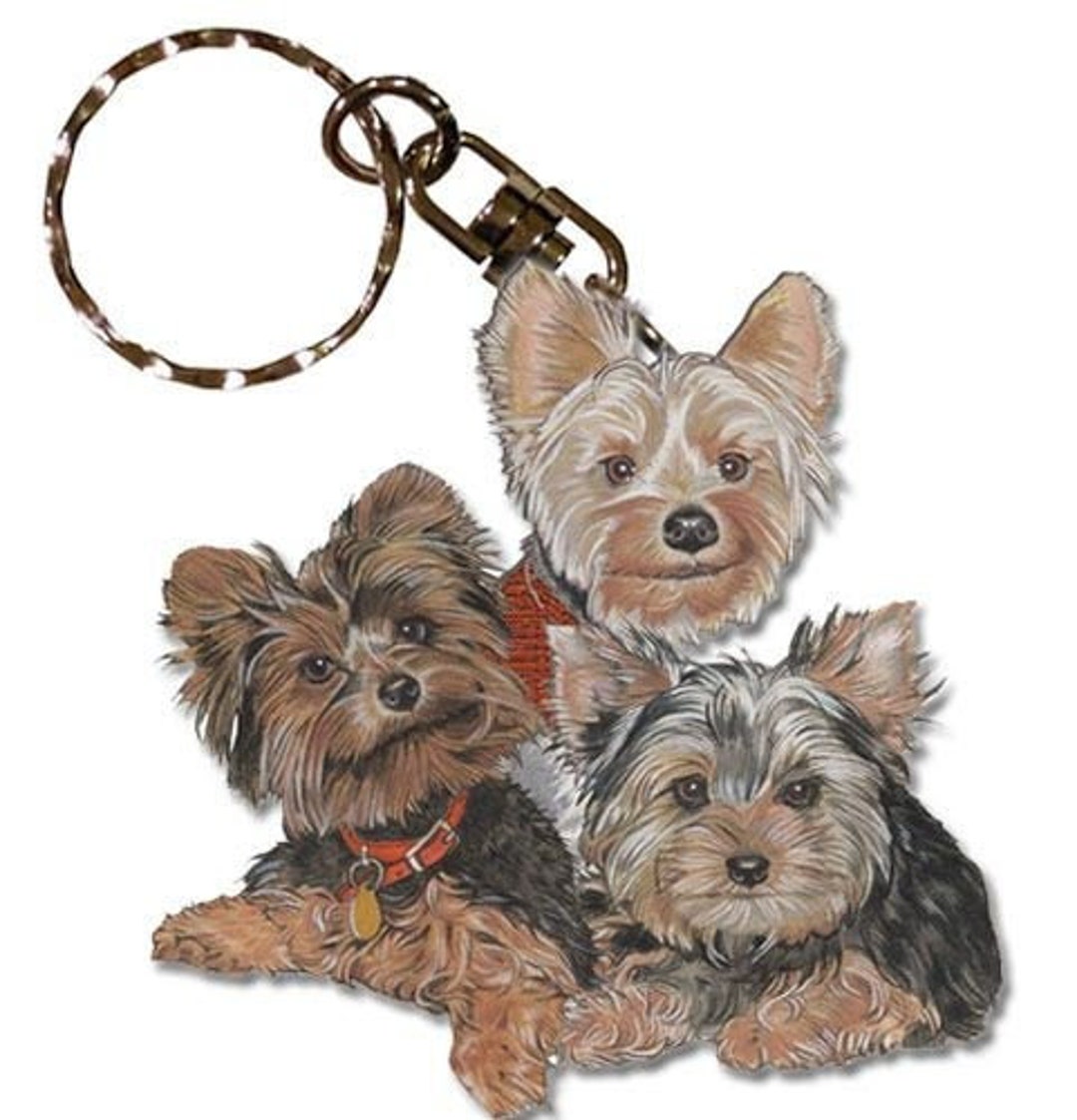 Yorkshire Terrier Keychain, Wooden Die-cut, Souvenir Key Holder ...