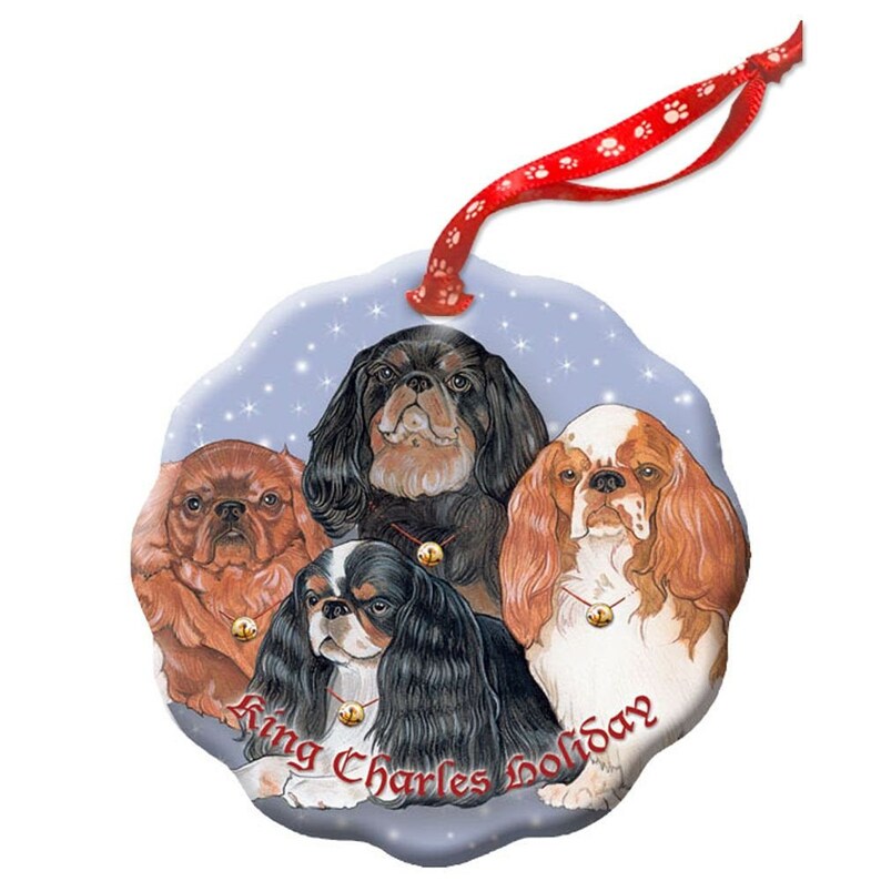 English Toy Spaniel Holiday Porcelain Christmas Tree Ornament - Etsy