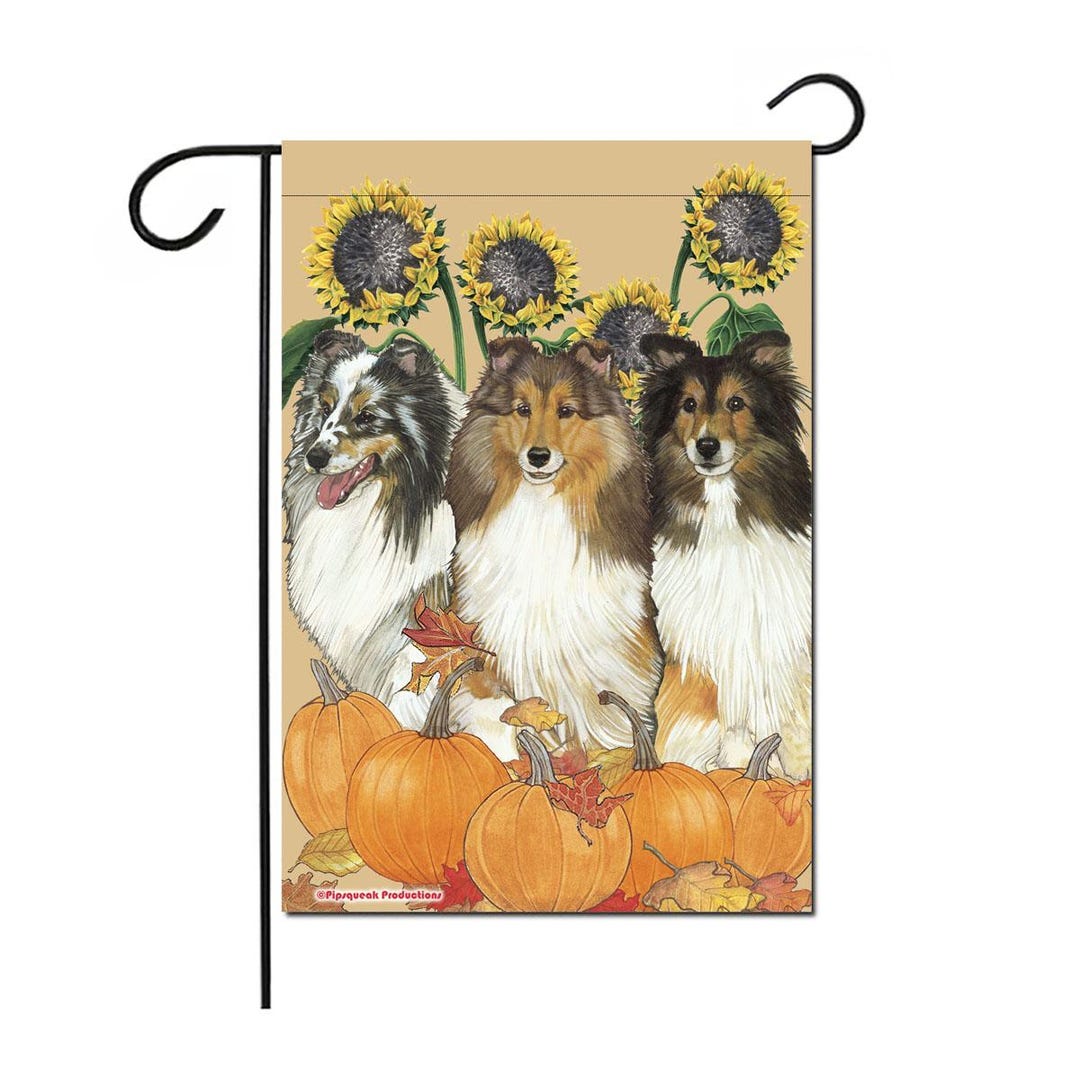 Shetland Sheepdog Fall Garden Flag Double Sided, 12" X 18" Yard Art ...