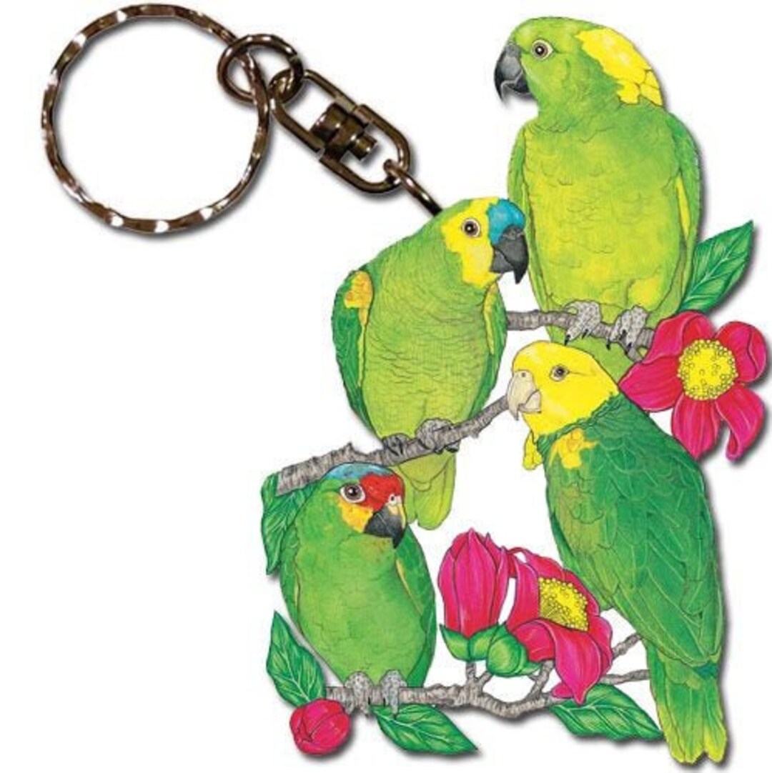 Amazon Parrot Keychain, Wooden Die-cut Pet Key Ring, Bird Lover Gift - Etsy