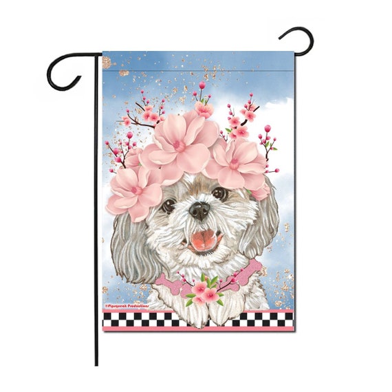 Shih Tzu Floral Garden Flag Double Sided 12 X 17 In. GFS115 - Etsy