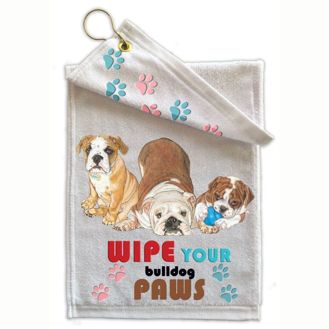 Bulldog Paw Wipe Towel 12" X 16" Grommet With Clip (PT536) Golf Towel ...