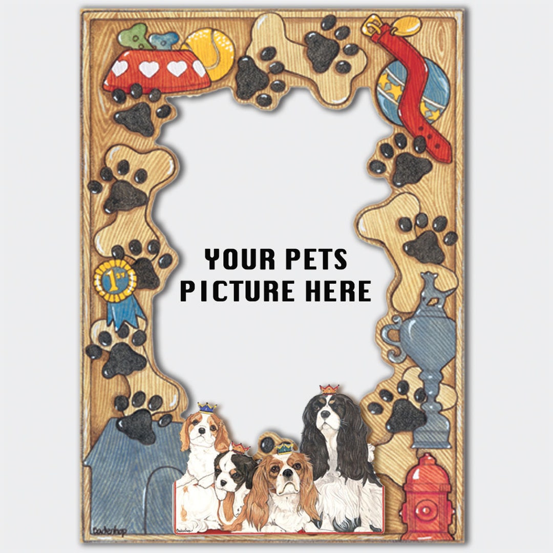 Cavalier King Charles Wooden Picture Frame Die-cut 2-dimensional 5” X 7 ...