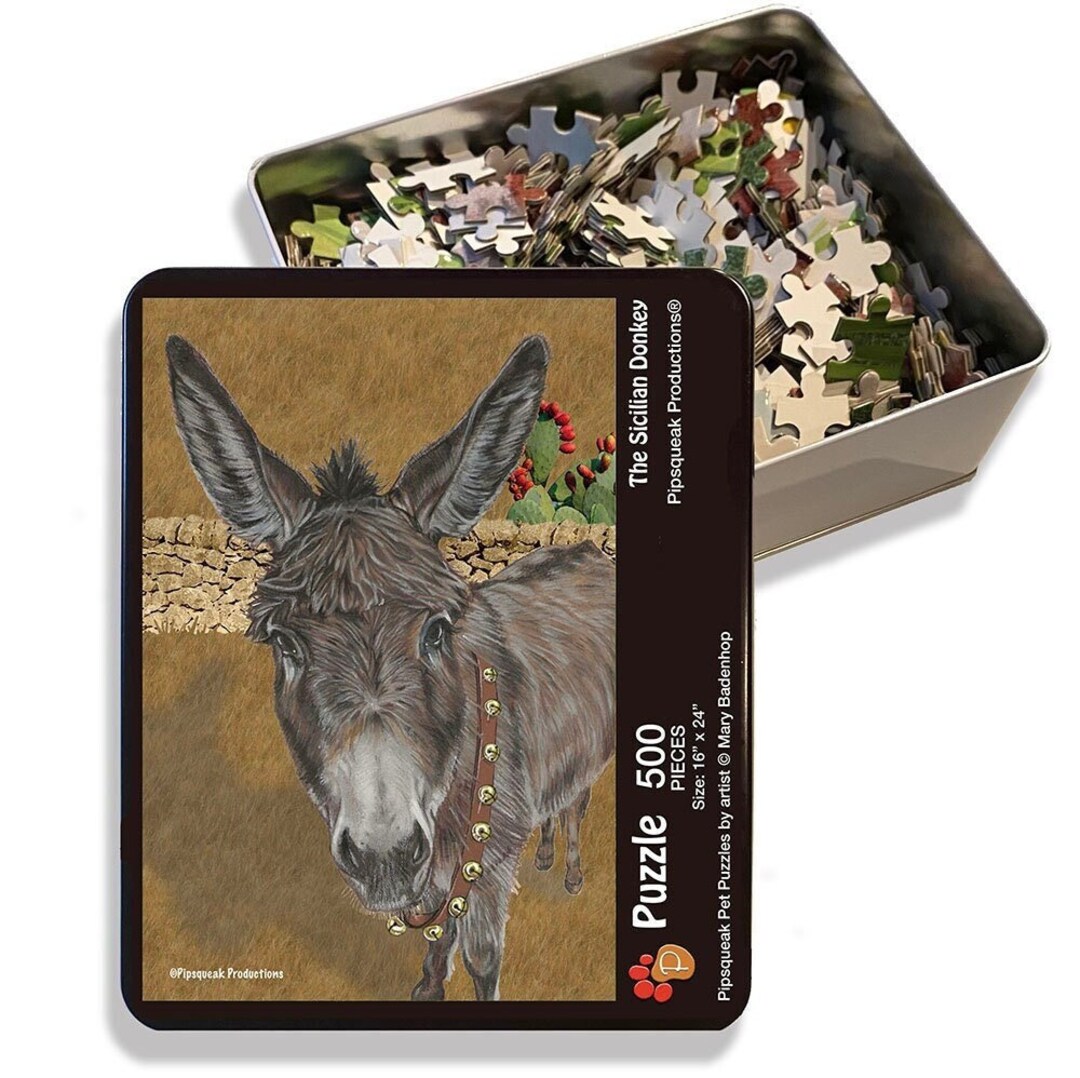 Donkey Jigsaw Puzzle, 500 Pieces With Tin, From Painting Sicilian ...
