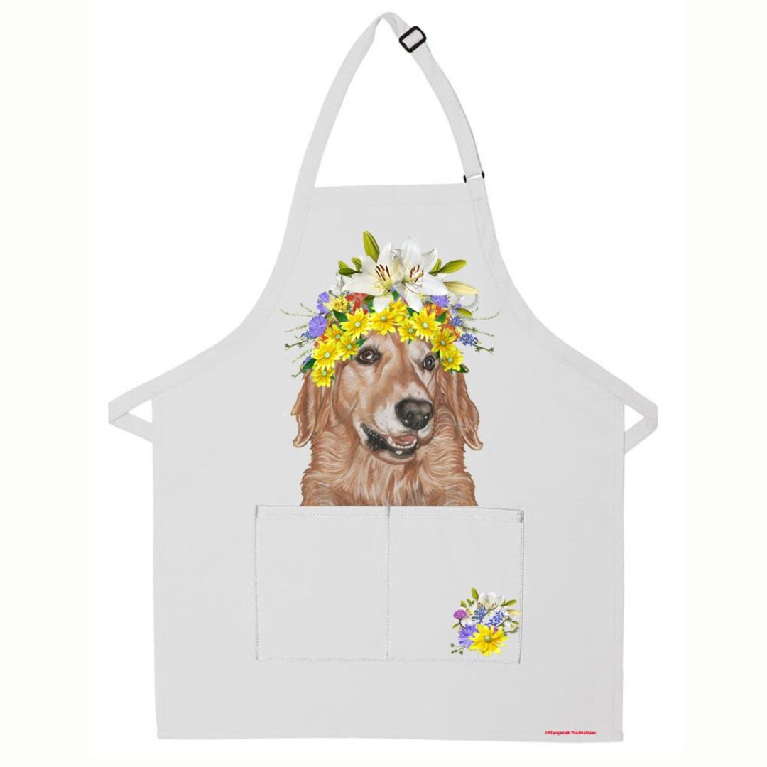Golden Retriever Dog Apron Two Pocket Bib Apron With Adjustable Neck - Etsy