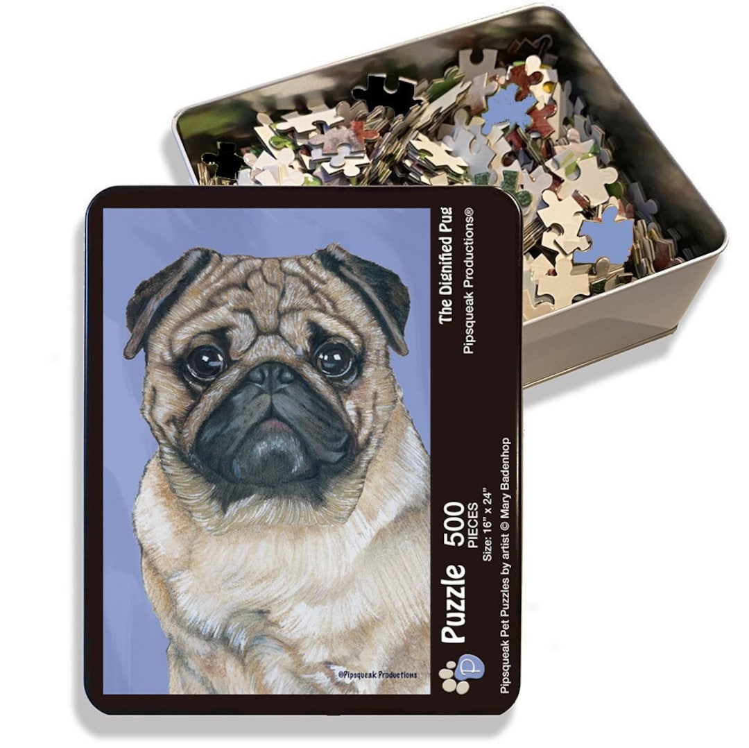 Pug Jigsaw Puzzle, 500-piece With Reusable Tin, From Painting by Mary ...