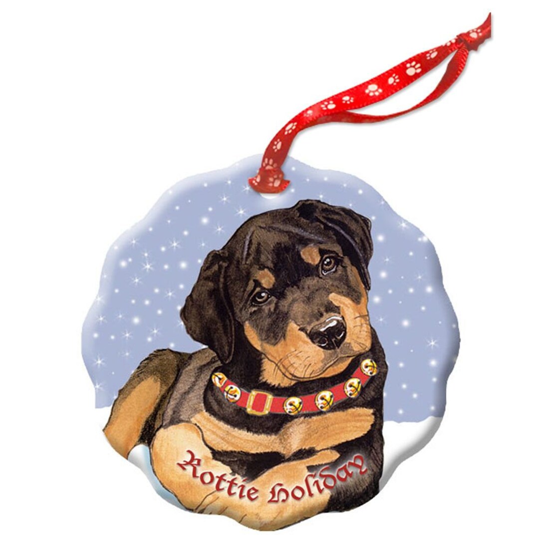 Rottweiler Holiday Porcelain Christmas Tree Ornament Double-sided ...