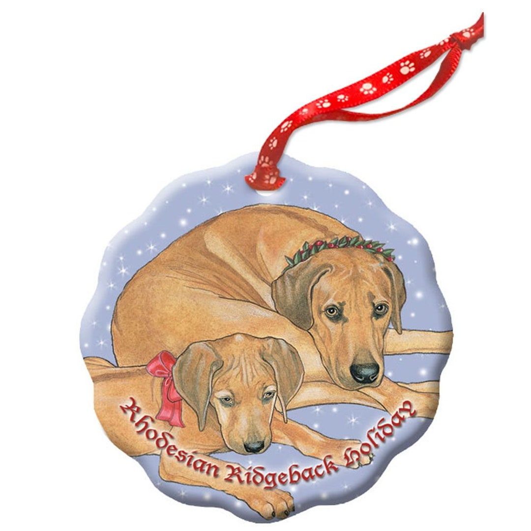 Rhodesian Ridgeback Holiday Porcelain Christmas Tree Ornament Double ...