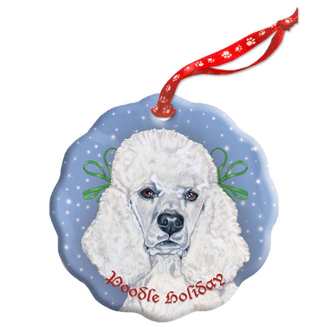 Poodle White Poodle Holiday Porcelain Christmas Tree Ornament Double ...