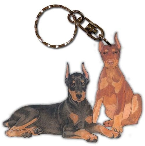 Doberman Keychain Wooden | Etsy