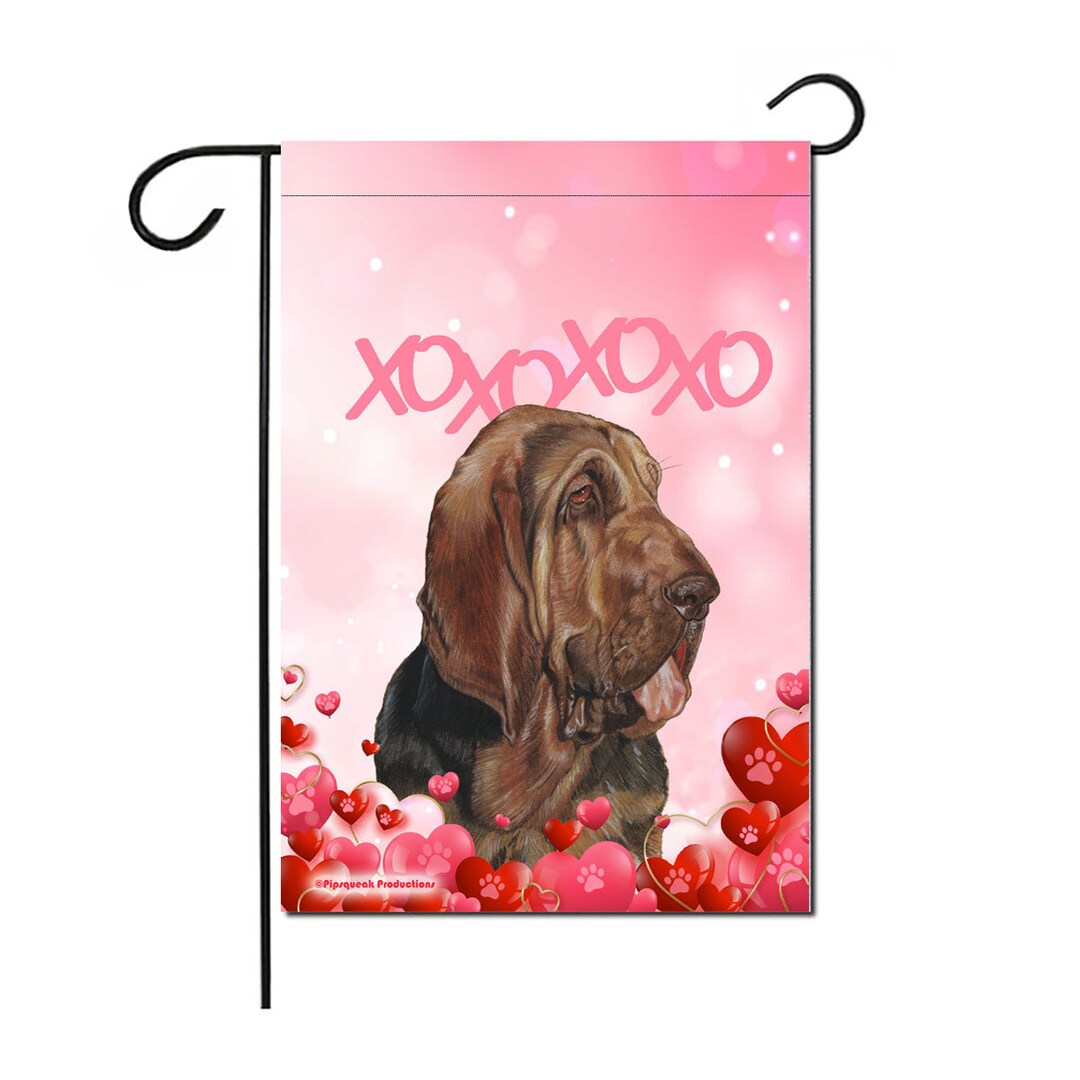 Bloodhound Valentine’s Day Garden Flag, Double Sided 12” X 18” Yard Art ...