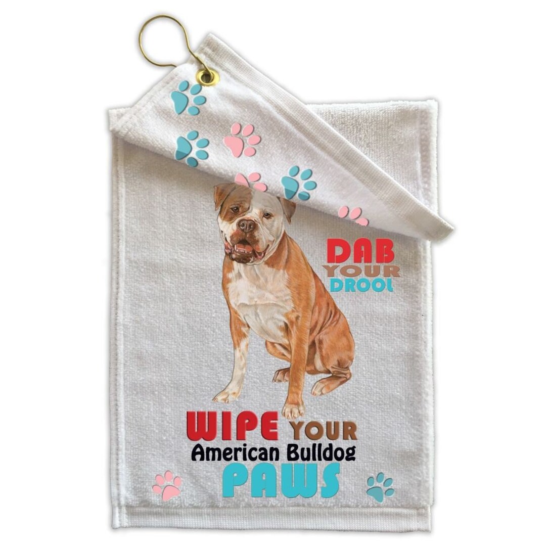 American Bulldog Paw Wipe Towel 12" X 16" Grommet With Clip (PT707 ...