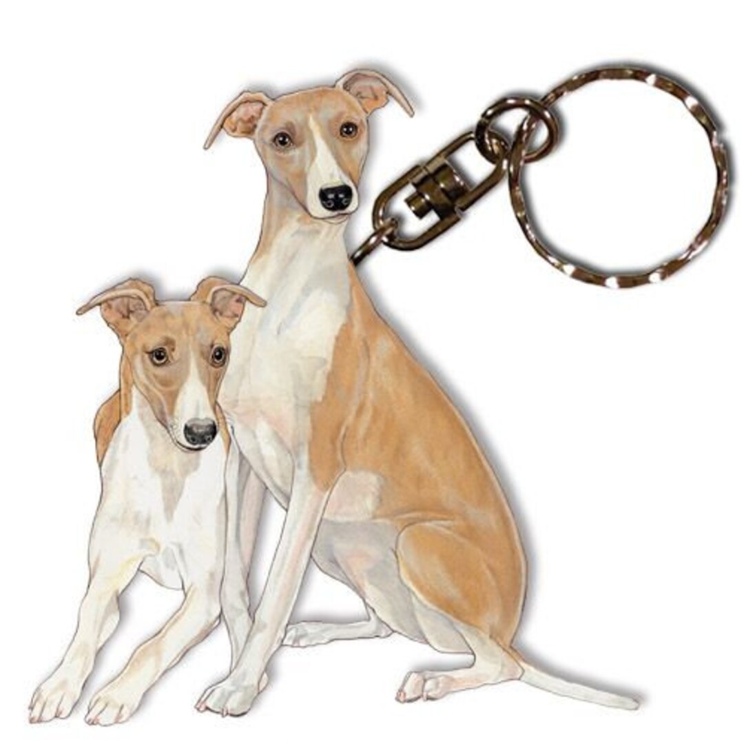 Whippet Keychain, Wooden Die-cut, Souvenir Key Holder, Bookbag Charm ...