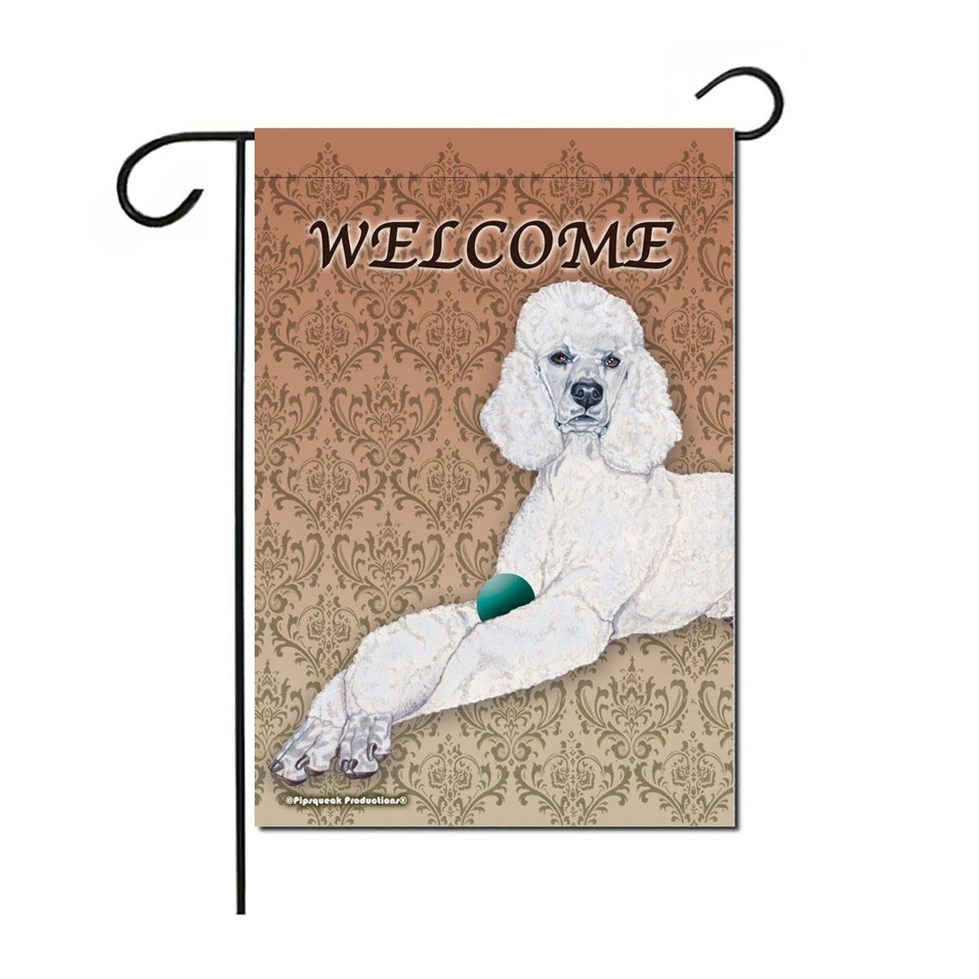 Poodle Standard White, Garden Flag Double Sided 12" X 18" Yard Art ...