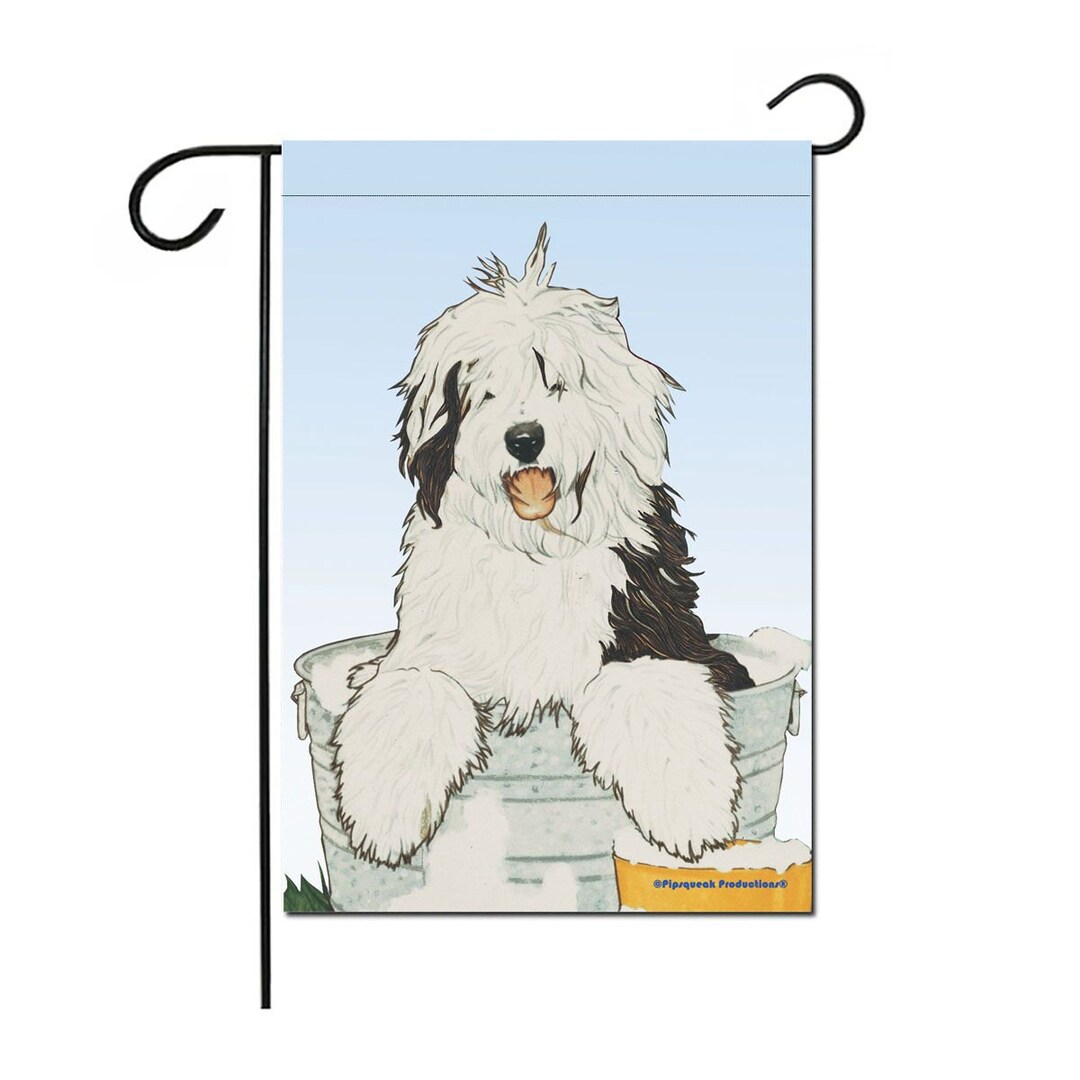 Old English Sheepdog Garden Flag Double Sided, 12" X 18" Yard Art Decor ...