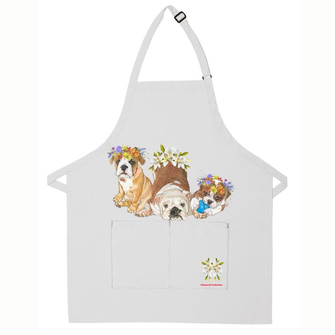 Bulldog Dog Apron Two Pocket Bib Apron With Adjustable Neck - Etsy