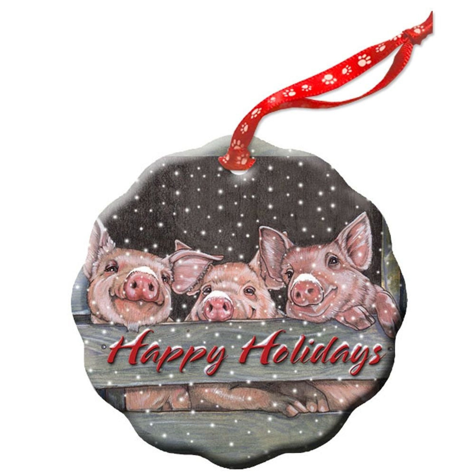 Pig Holiday Porcelain Christmas Tree Ornament ORP601 - Etsy