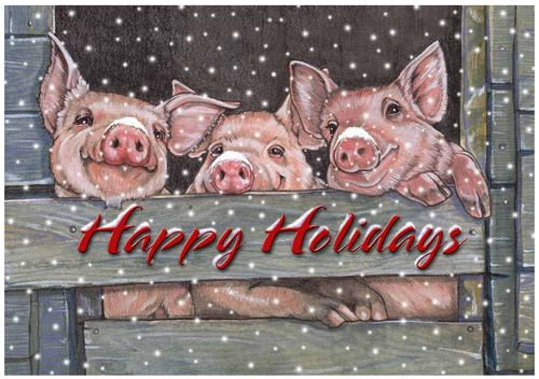 Pig Christmas Cards Set of 10 Cards & 10 Envelopes - Etsy