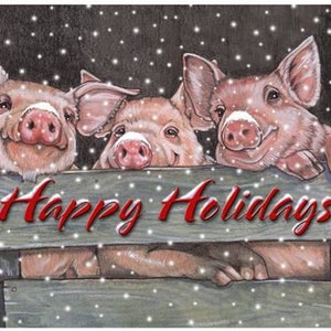 Pig Christmas Cards Set of 10 Cards & 10 Envelopes - Etsy