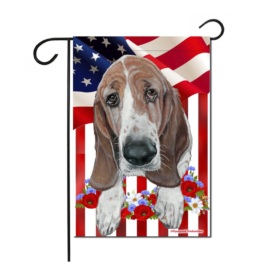 Basset Hound Patriotic 4th of July Garden Flag Double Sided 12" X 18 ...