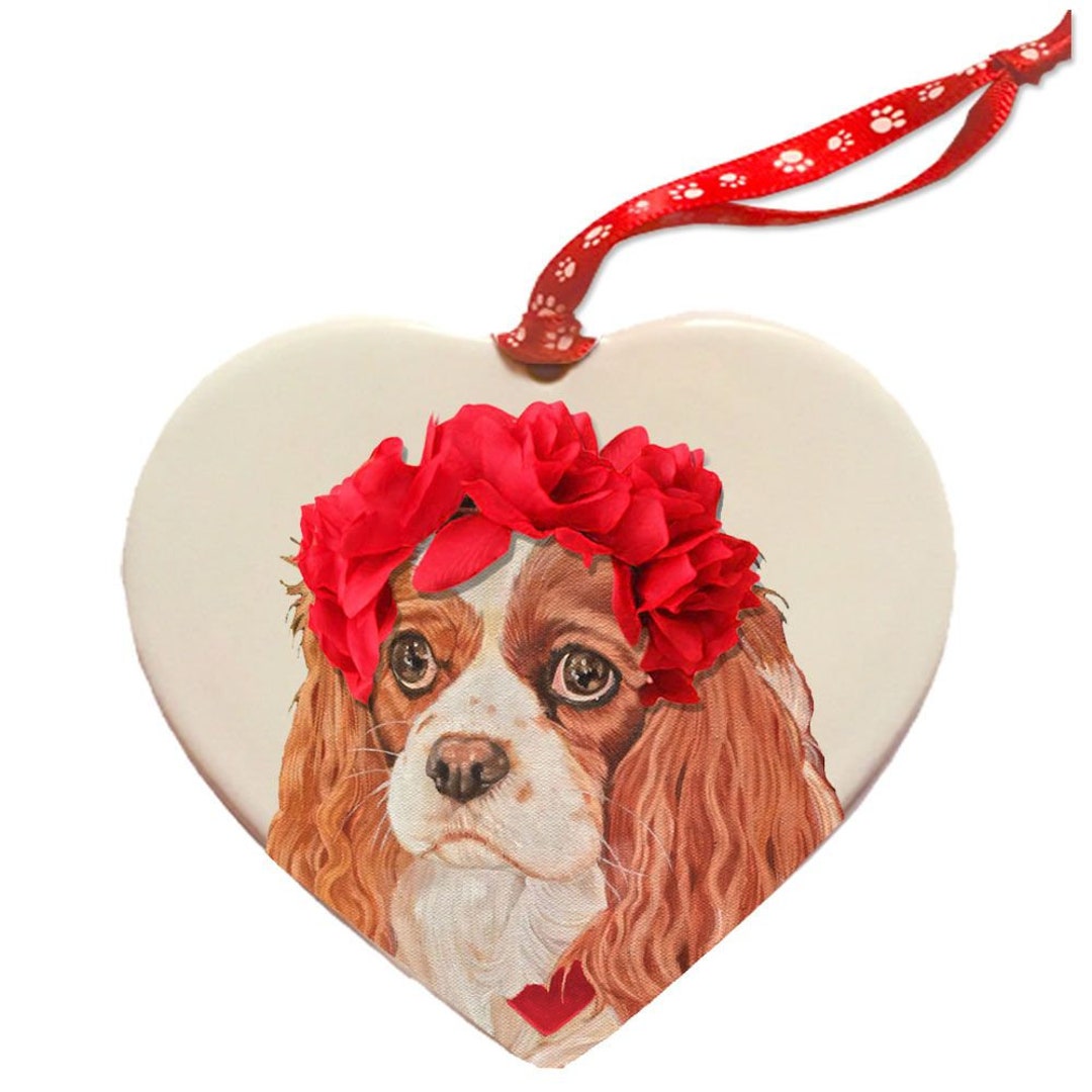 Cavalier King Charles Porcelain Valentine’s Day Heart Ornament Pet Gift ...