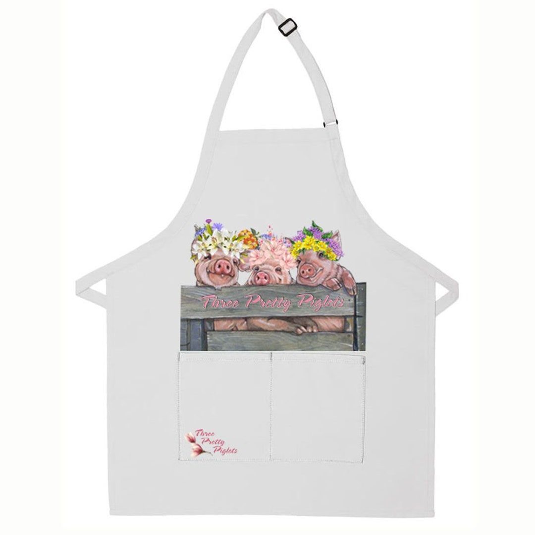 Piglets Farm Apron Two Pocket Bib Apron With Adjustable Neck - Etsy