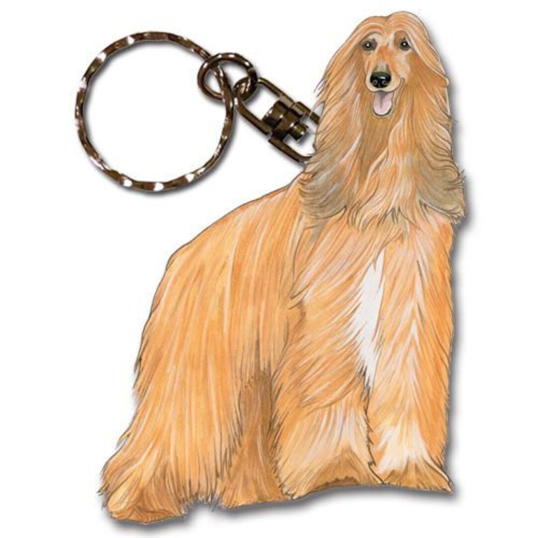Afghan Hound Keychain, Wooden Dog Charm Tag, Pet Key Ring - Etsy